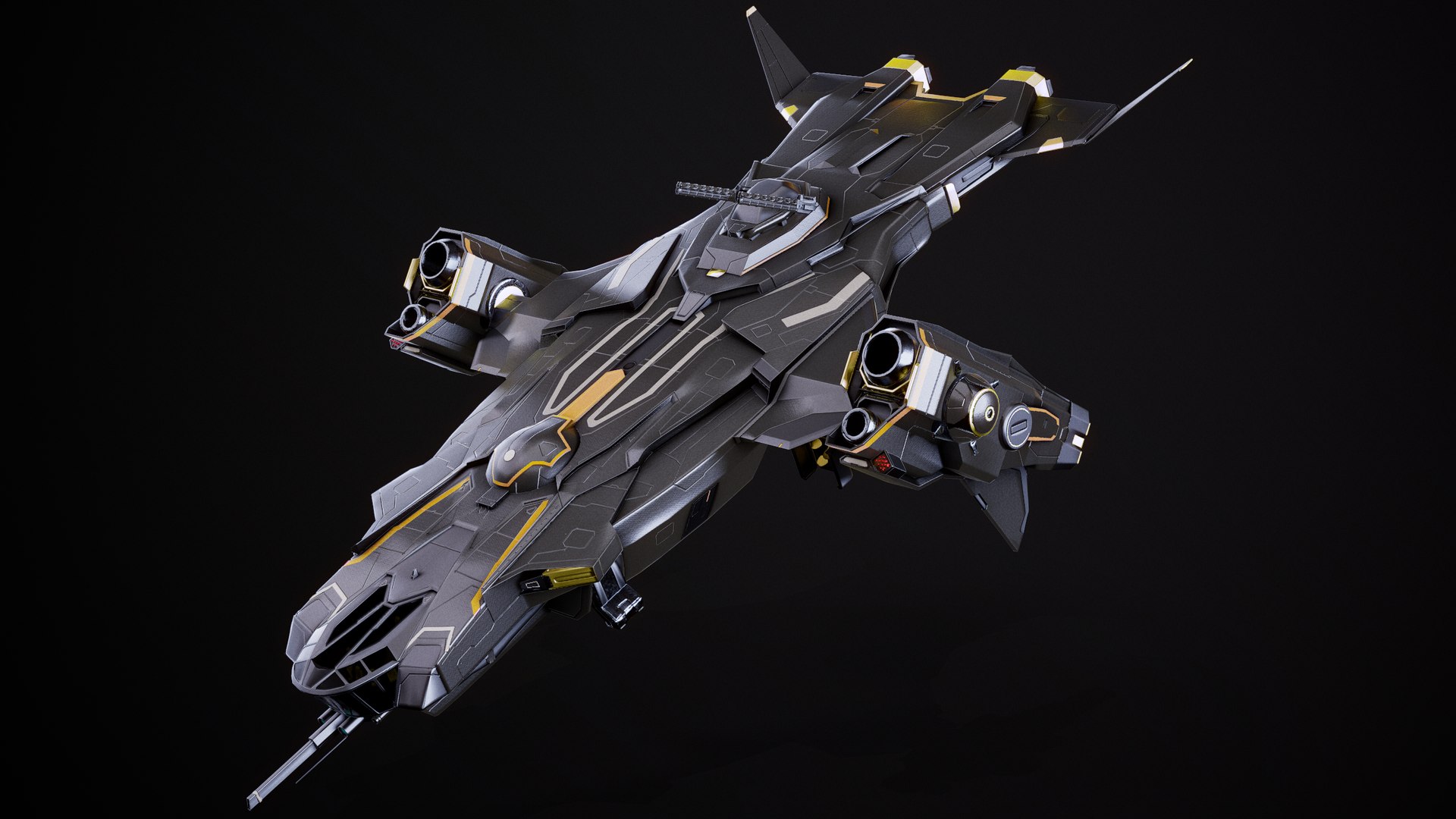 3D gunship spaceship rigged battlecruiser - TurboSquid 1641080