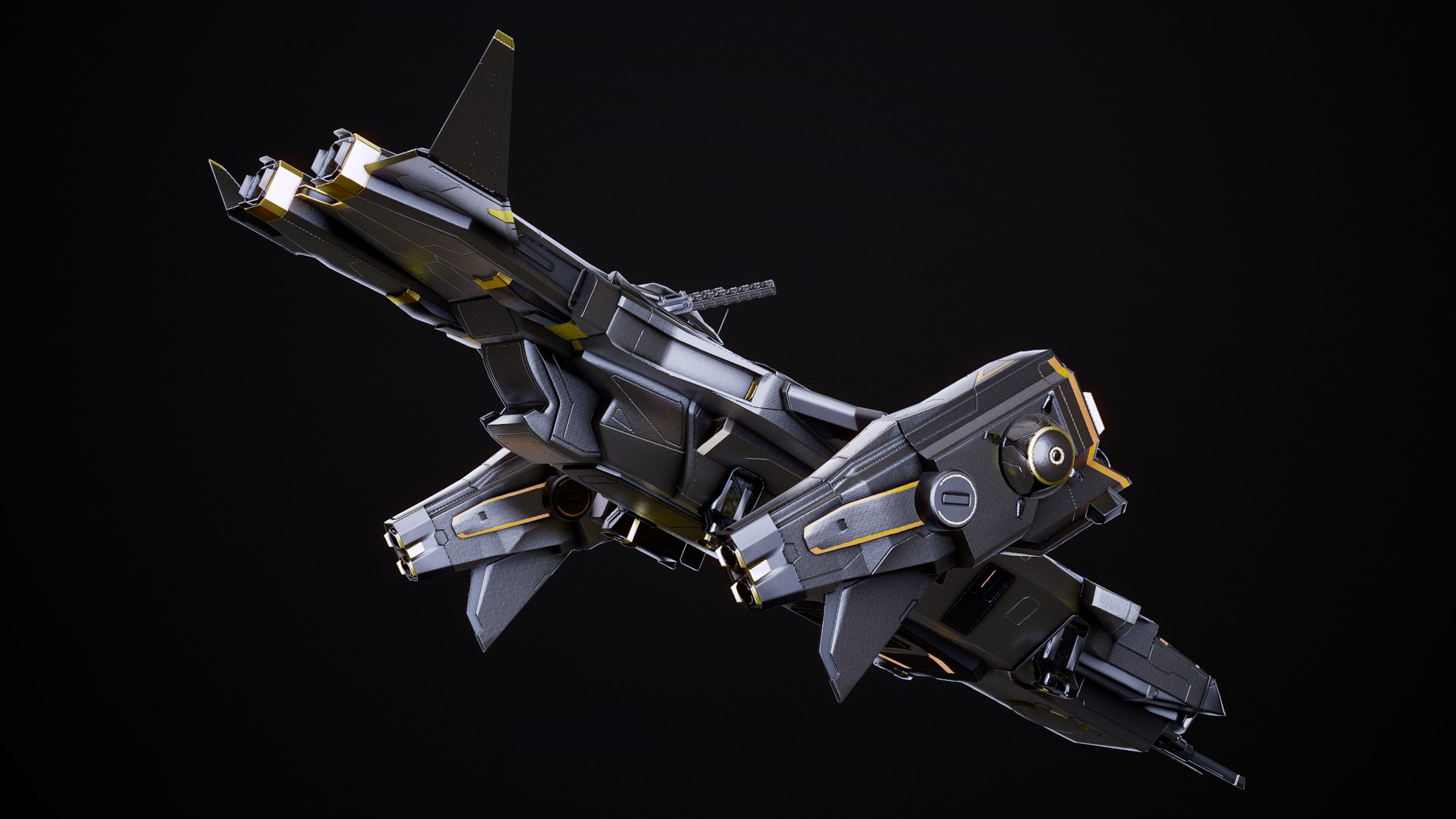 3D gunship spaceship rigged battlecruiser - TurboSquid 1641080