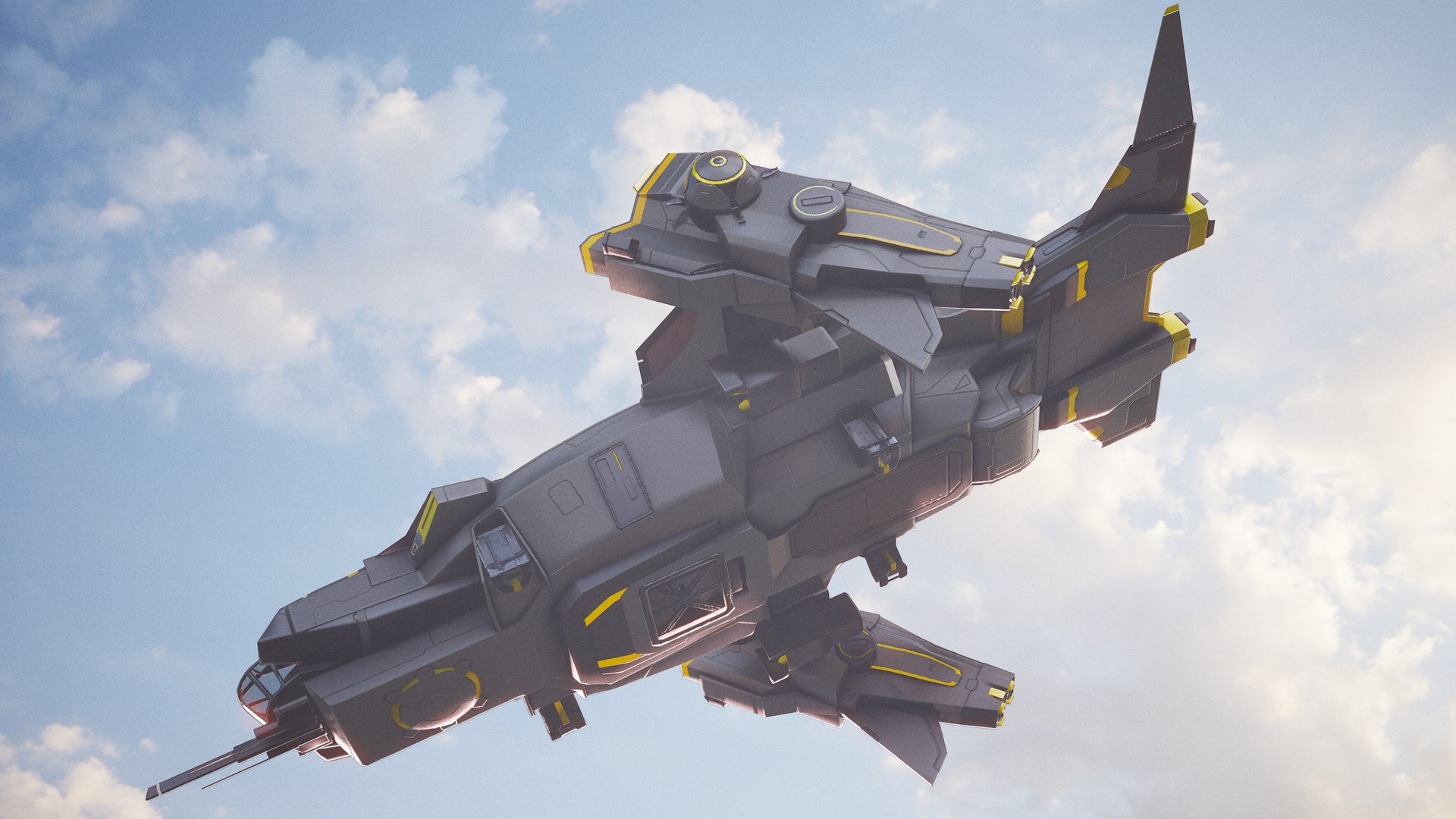 3D Gunship Spaceship Rigged Battlecruiser - TurboSquid 1641080