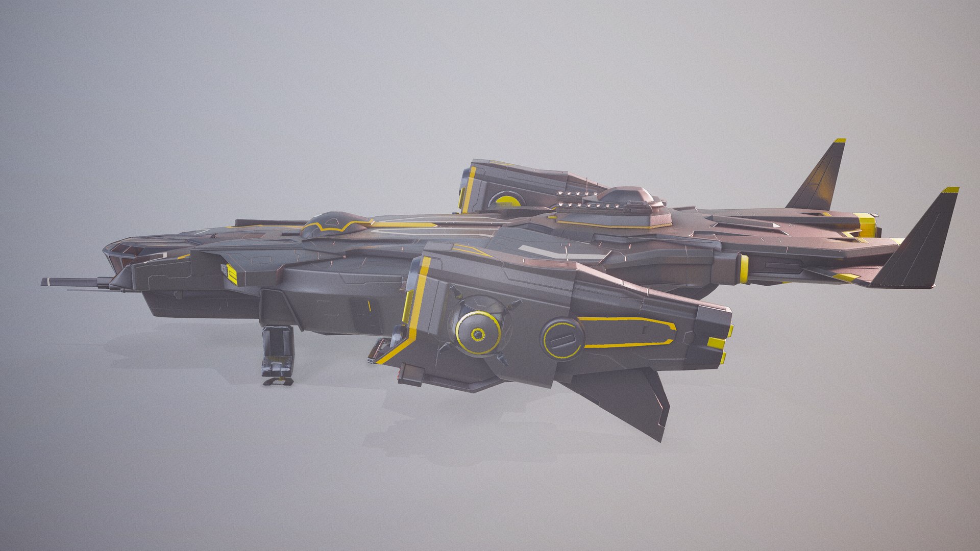 3D gunship spaceship rigged battlecruiser - TurboSquid 1641080