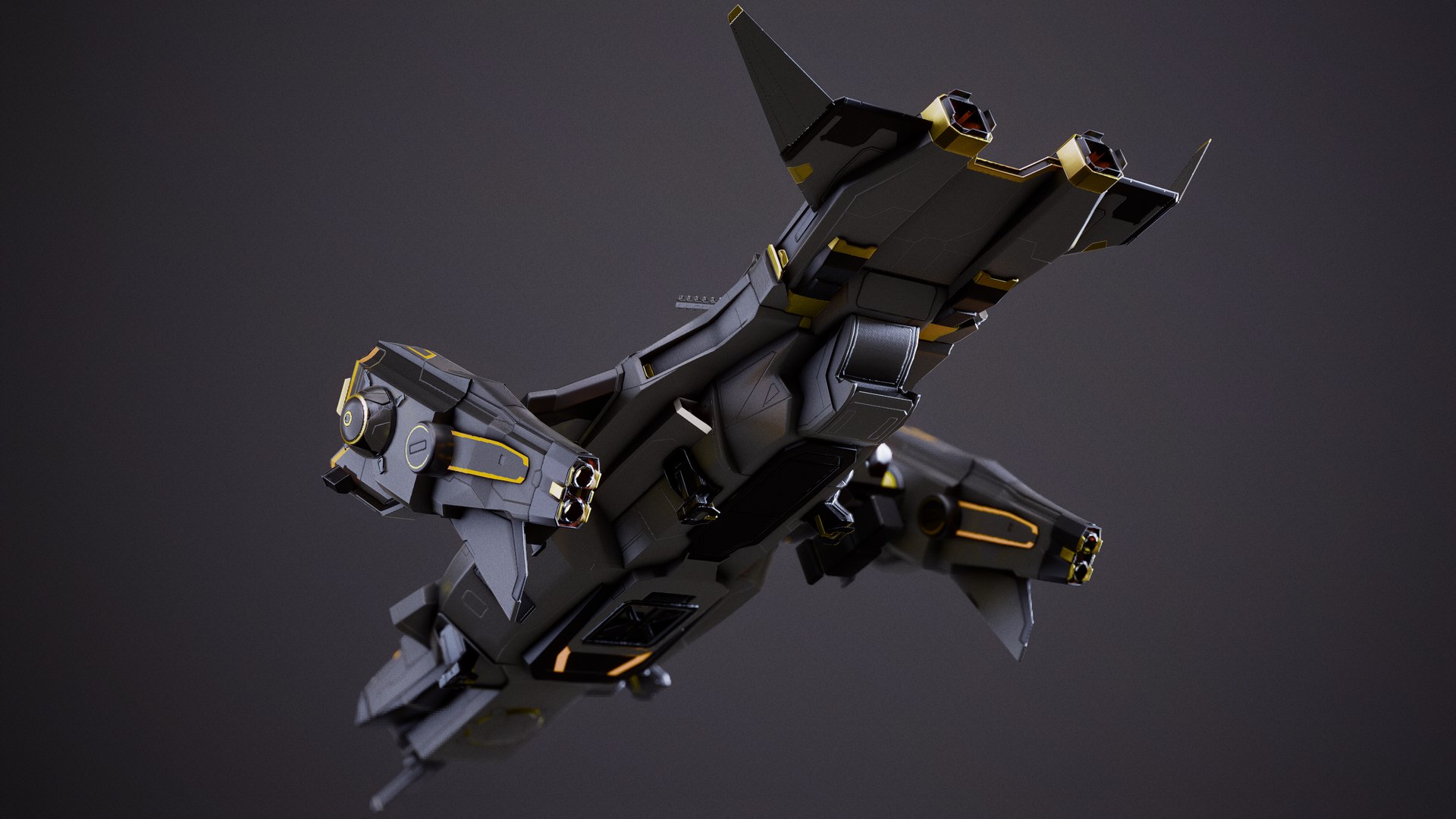 3D gunship spaceship rigged battlecruiser - TurboSquid 1641080