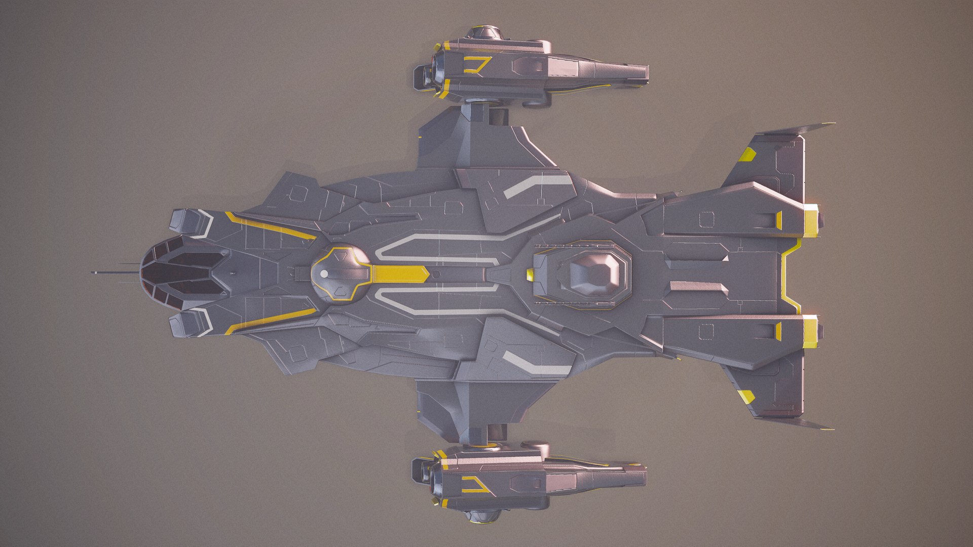 3D gunship spaceship rigged battlecruiser - TurboSquid 1641080