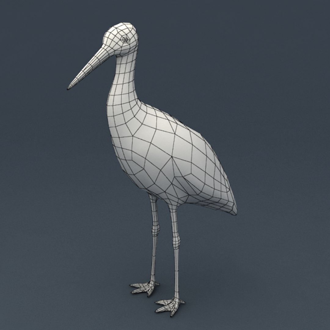 Standing Stork Rigged 3d Max