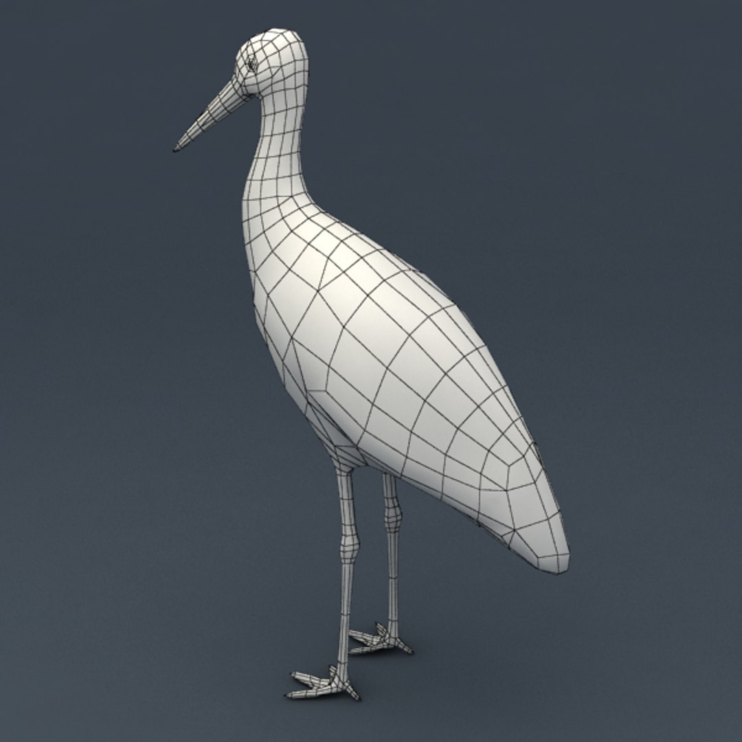 Standing Stork Rigged 3d Max