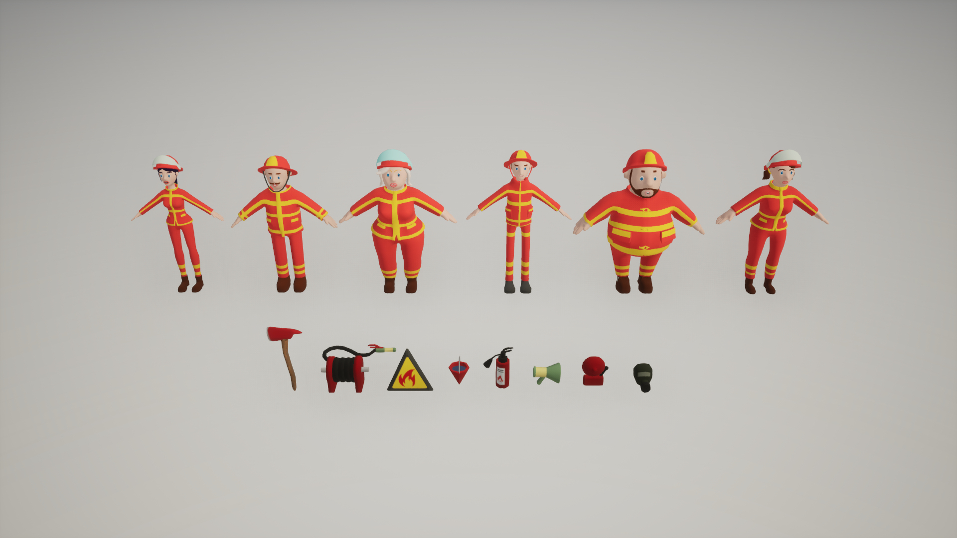 3D Firefighters With Props Model - TurboSquid 2323808