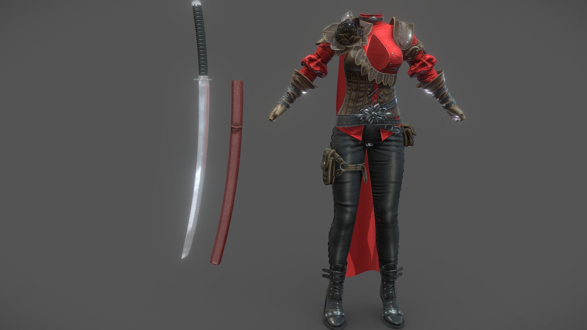 3D модель Medieval Female Swords Master Full Outfit - TurboSquid 1958379