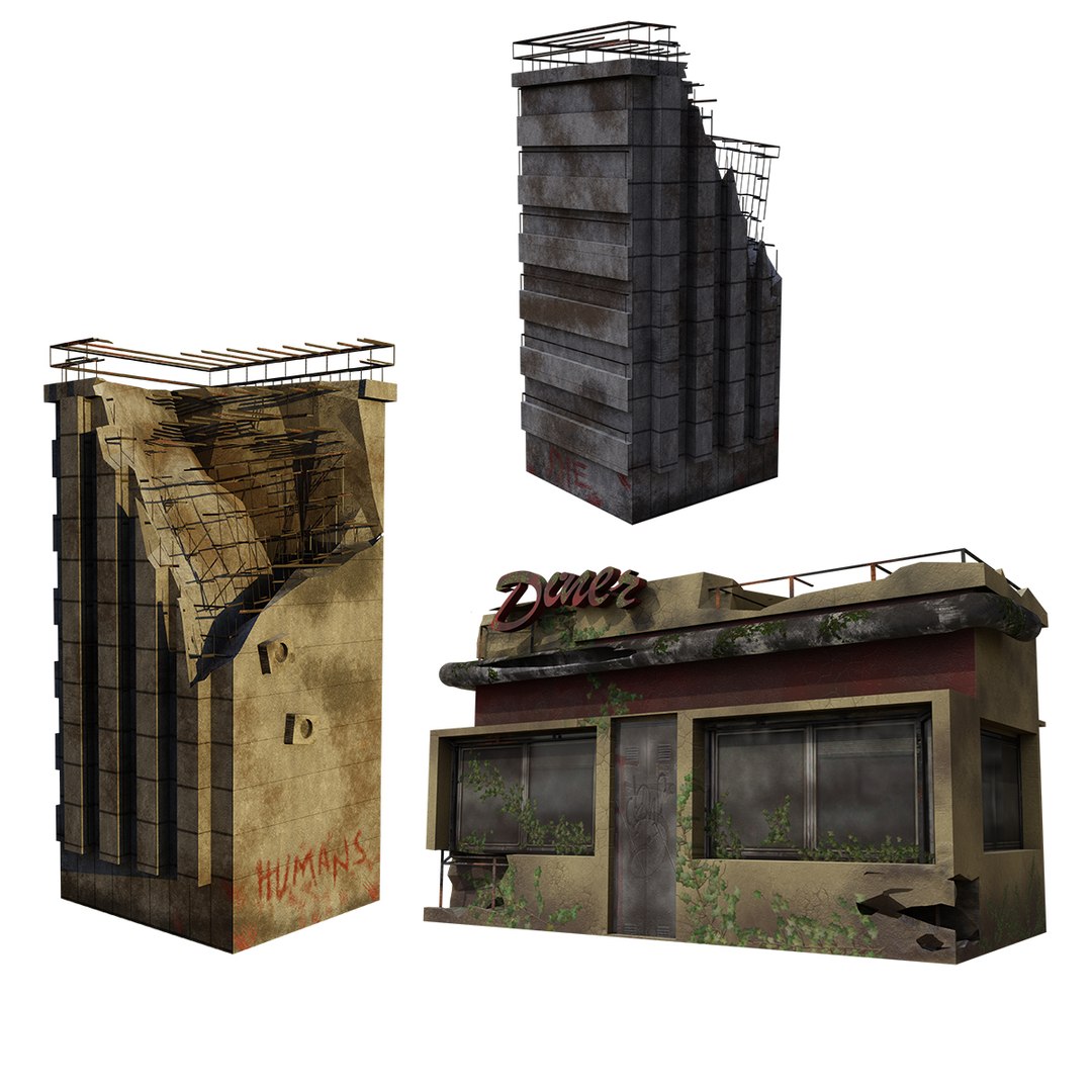 Post Apocalyptic Buildings 4K Model - TurboSquid 2019072