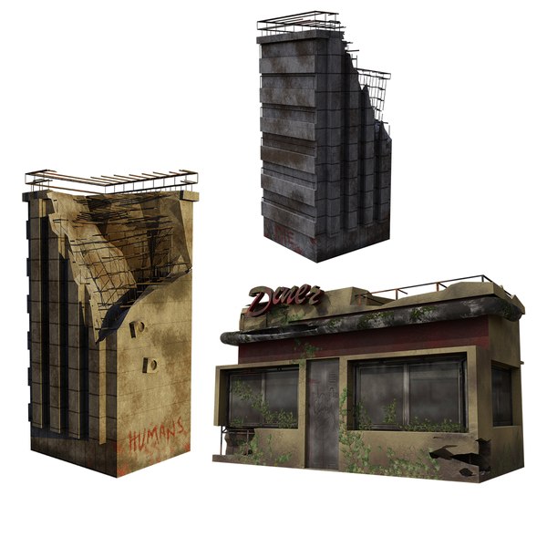 3D модель Post Apocalyptic Buildings 4K - TurboSquid 2019072