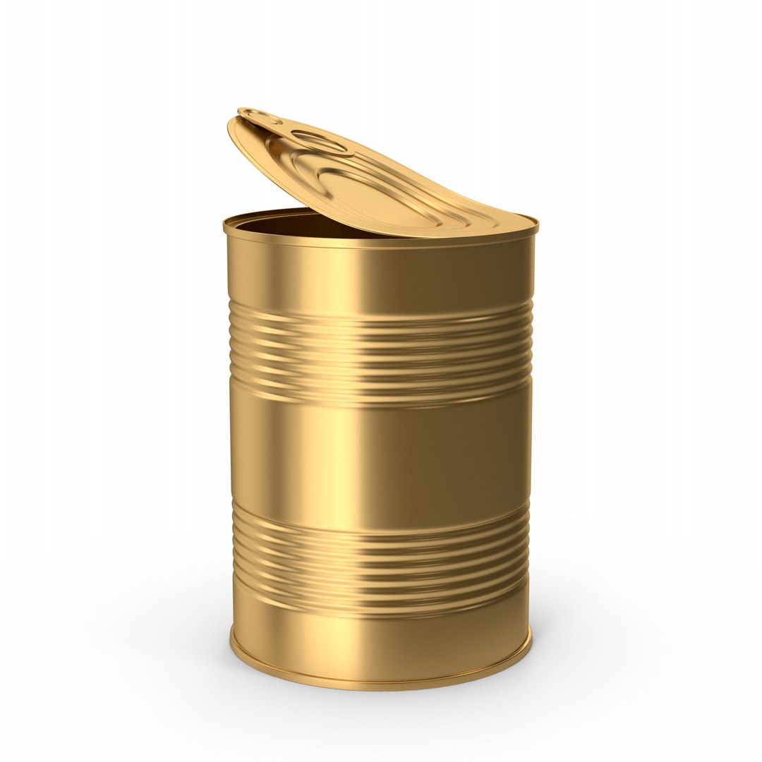 Gold Tin Can Opened 3D Model - TurboSquid 2215382