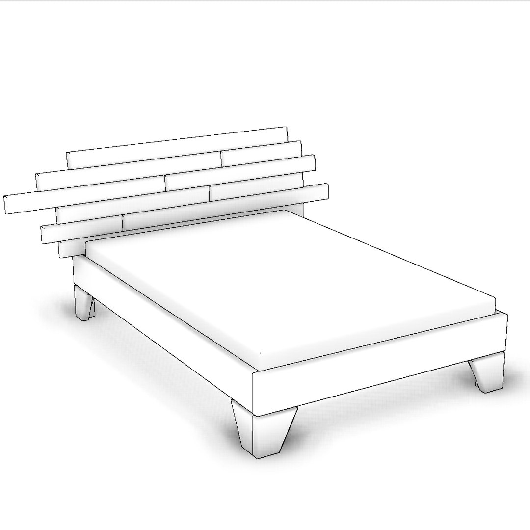 modern bed 3d dwg