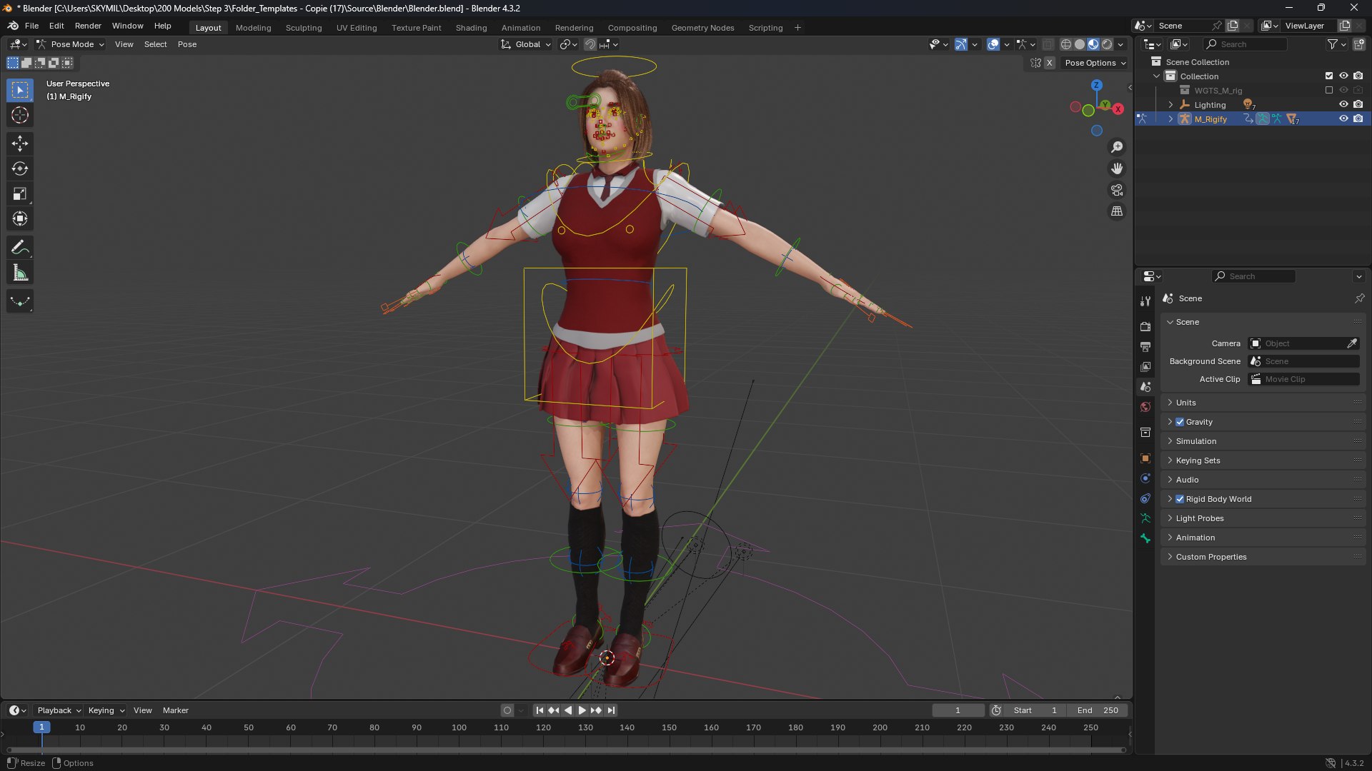 High School Girl Uniform Red Vest Realistic Student 3D Model ...