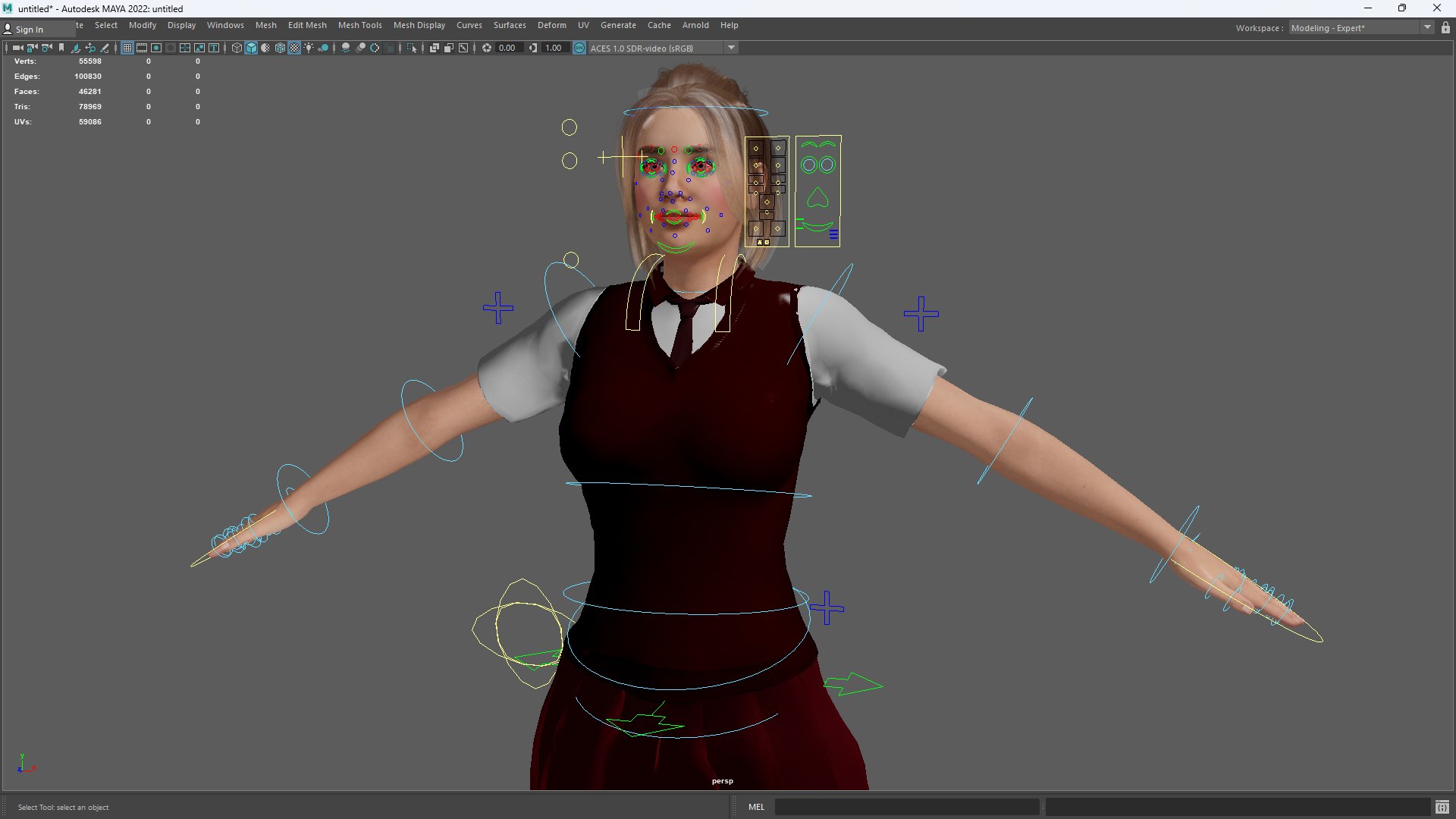High School Girl Uniform Red Vest Realistic Student 3D Model ...