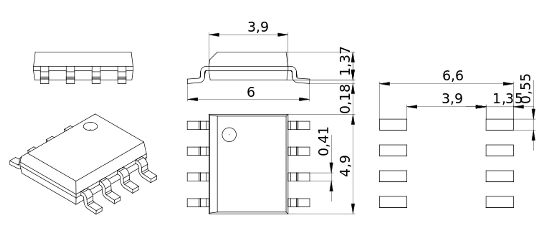 3D Model SOIC8 SOIC14 SOIC16 SMD integrated circuit packages 3D model - TurboSquid 2162281