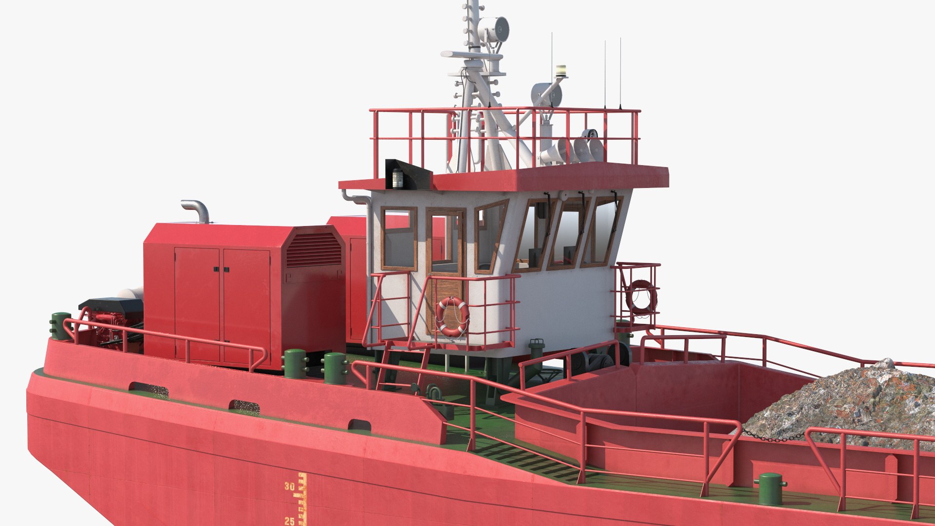 3D Split Hopper Barge With Crushed Stone Load - TurboSquid 2426066