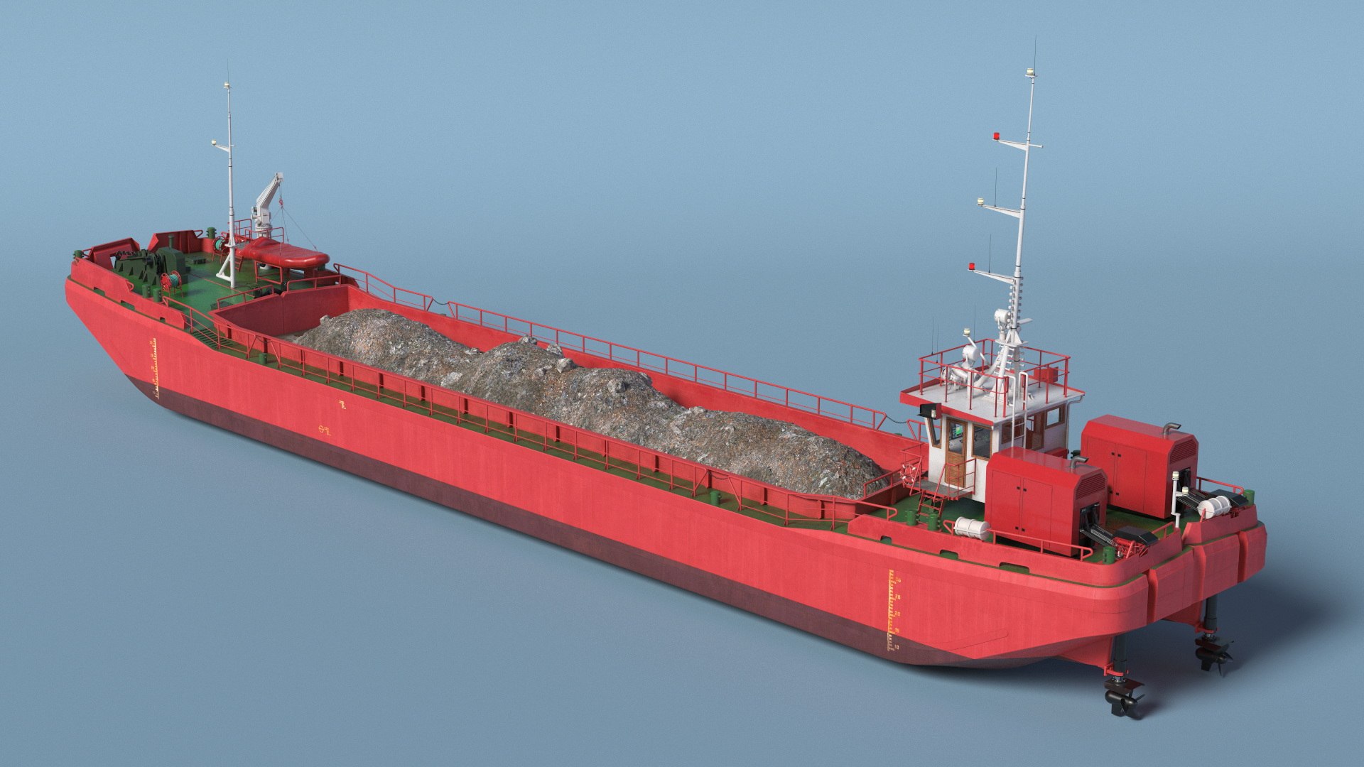 3D Split Hopper Barge With Crushed Stone Load - TurboSquid 2426066