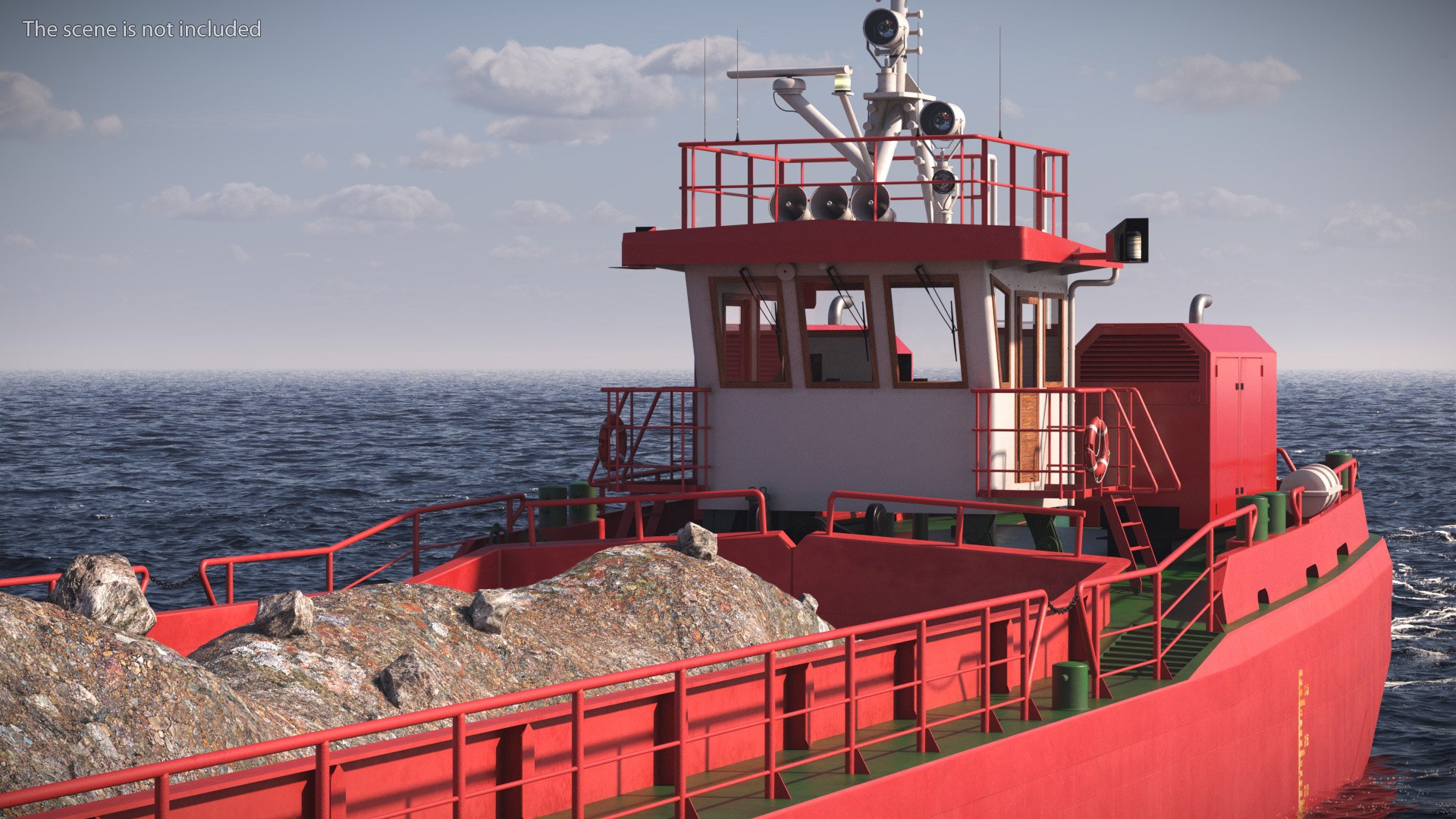 3D Split Hopper Barge With Crushed Stone Load - TurboSquid 2426066