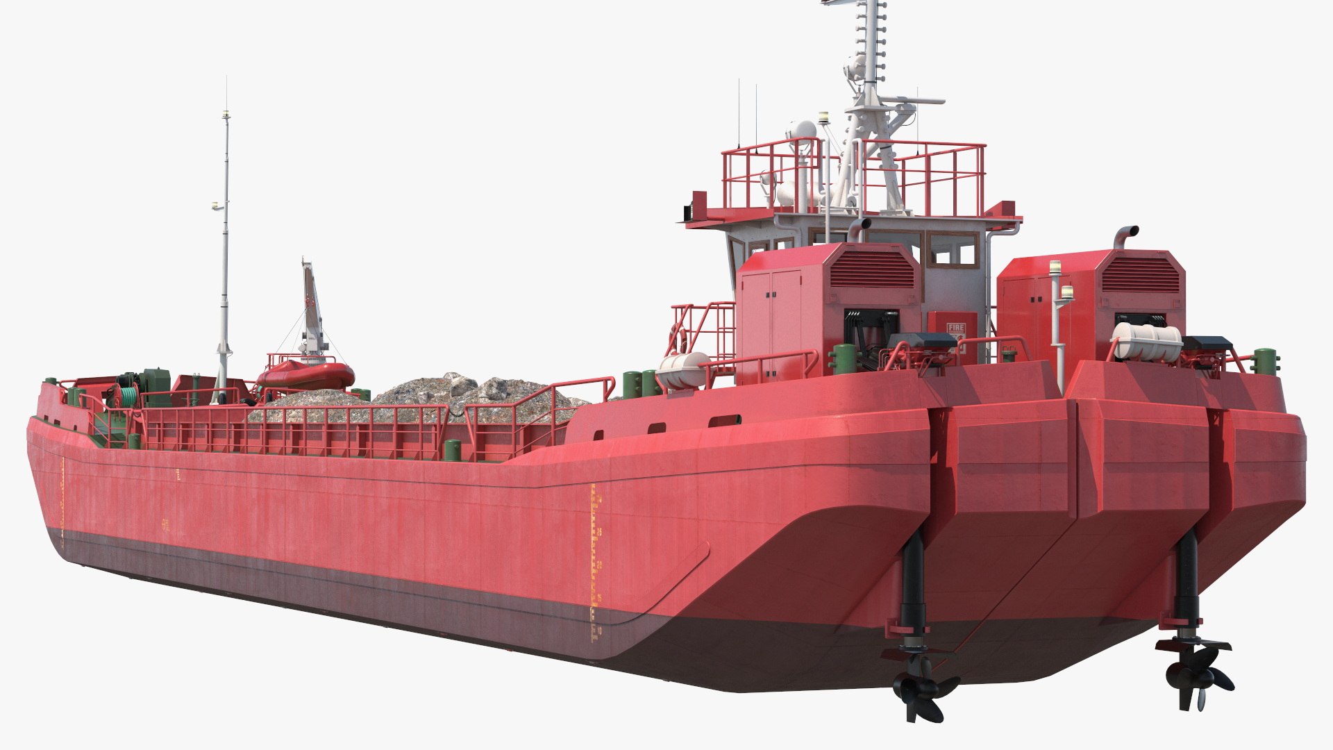 3D Split Hopper Barge With Crushed Stone Load - TurboSquid 2426066