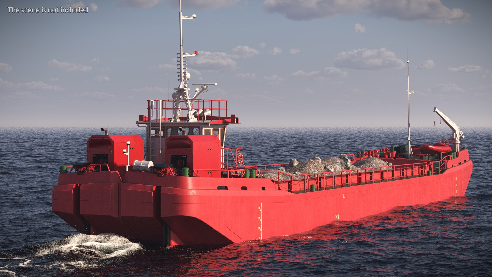 3D Split Hopper Barge With Crushed Stone Load - TurboSquid 2426066