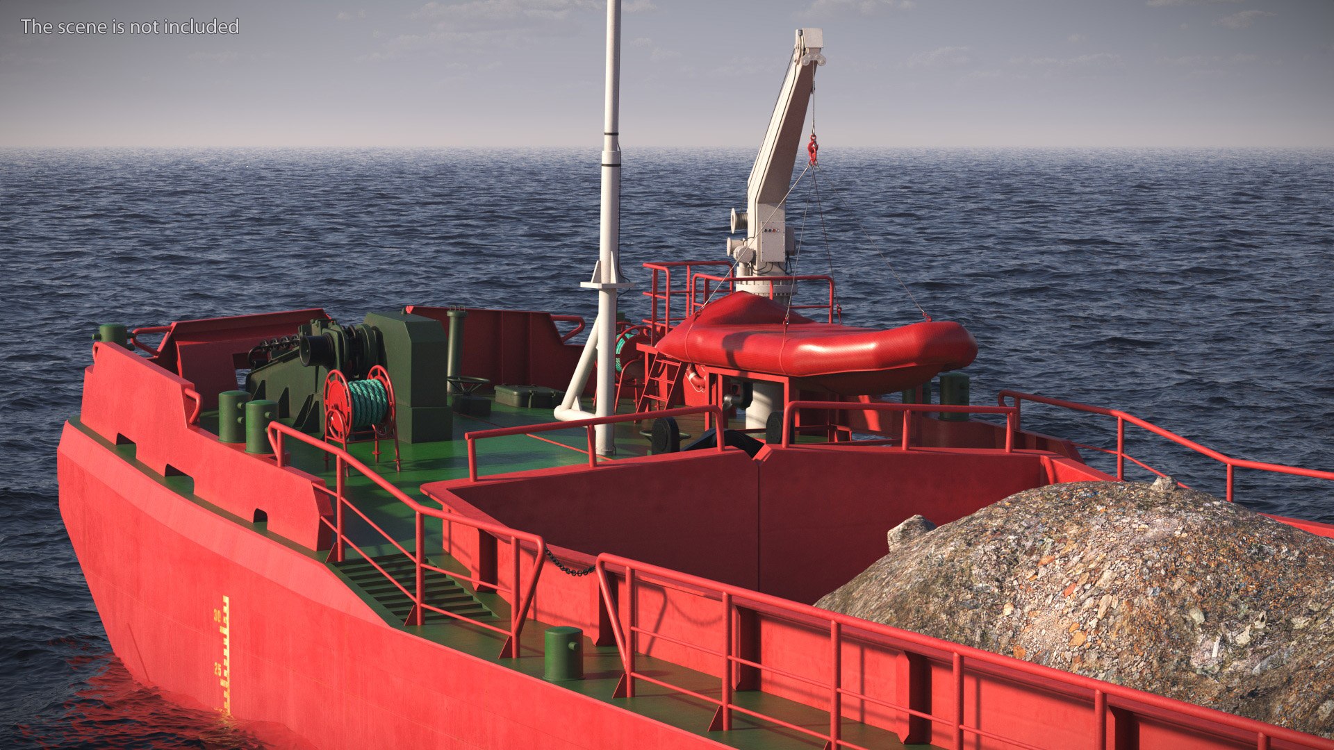 3D Split Hopper Barge With Crushed Stone Load - TurboSquid 2426066