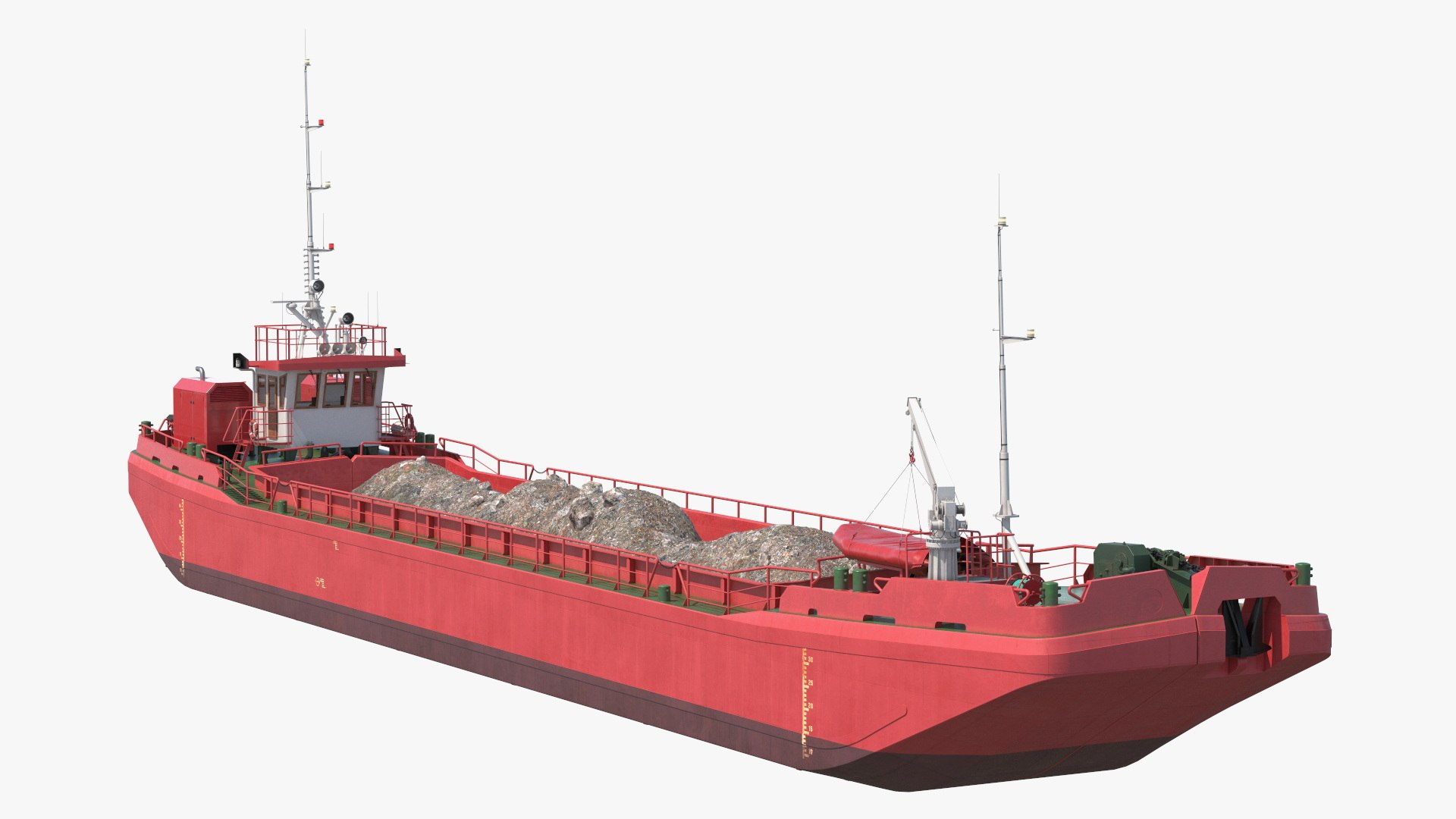 3D Split Hopper Barge With Crushed Stone Load - TurboSquid 2426066