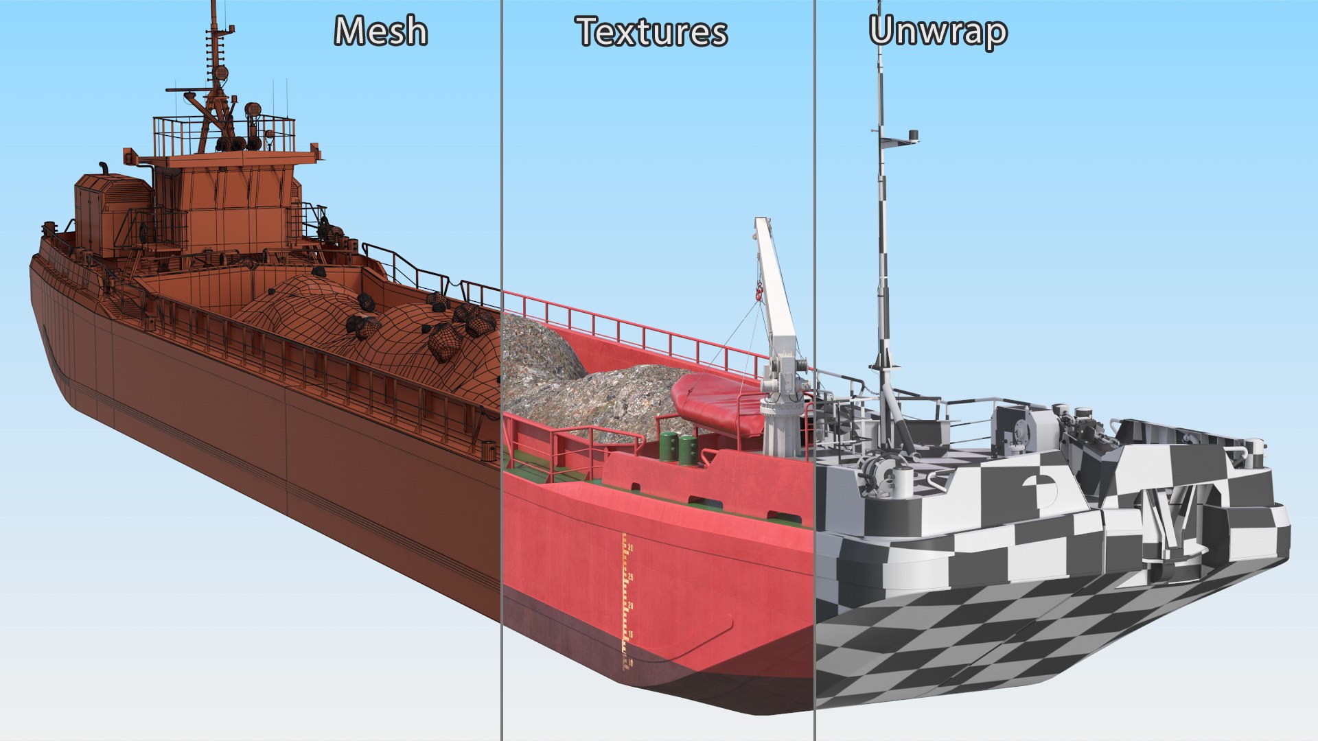 3D Split Hopper Barge With Crushed Stone Load - TurboSquid 2426066