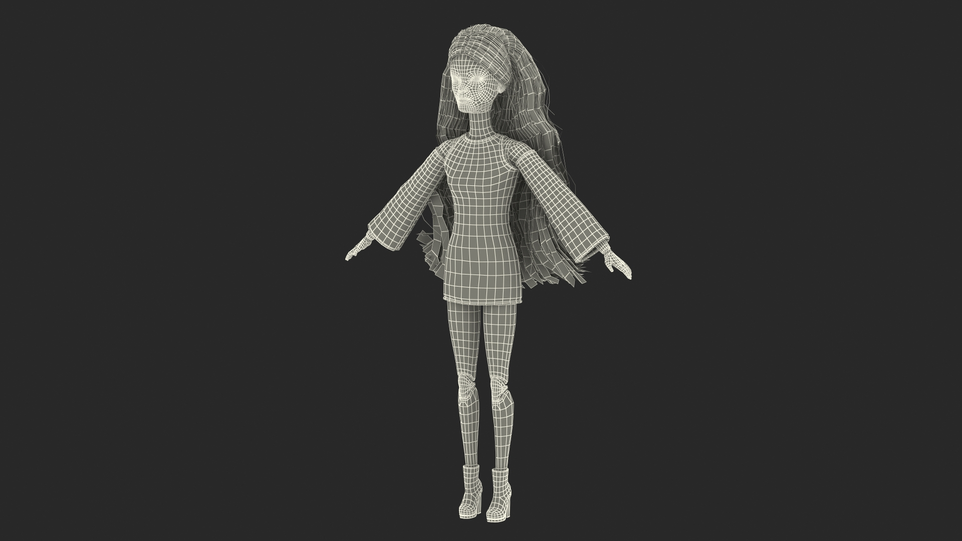 Barbie Doll White Dress T-pose 3D - TurboSquid 1988192