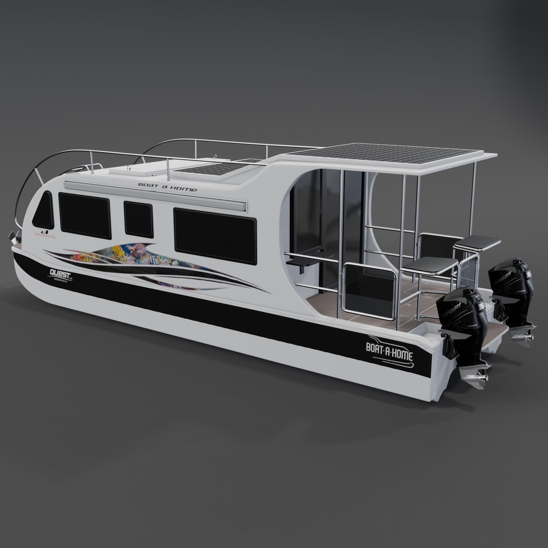 Boat A Home Quest 7 9M Houseboat 3D Model Catamaran 3D Model ...