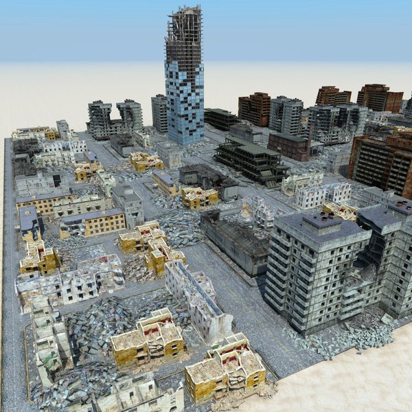 destroyed town 3d model