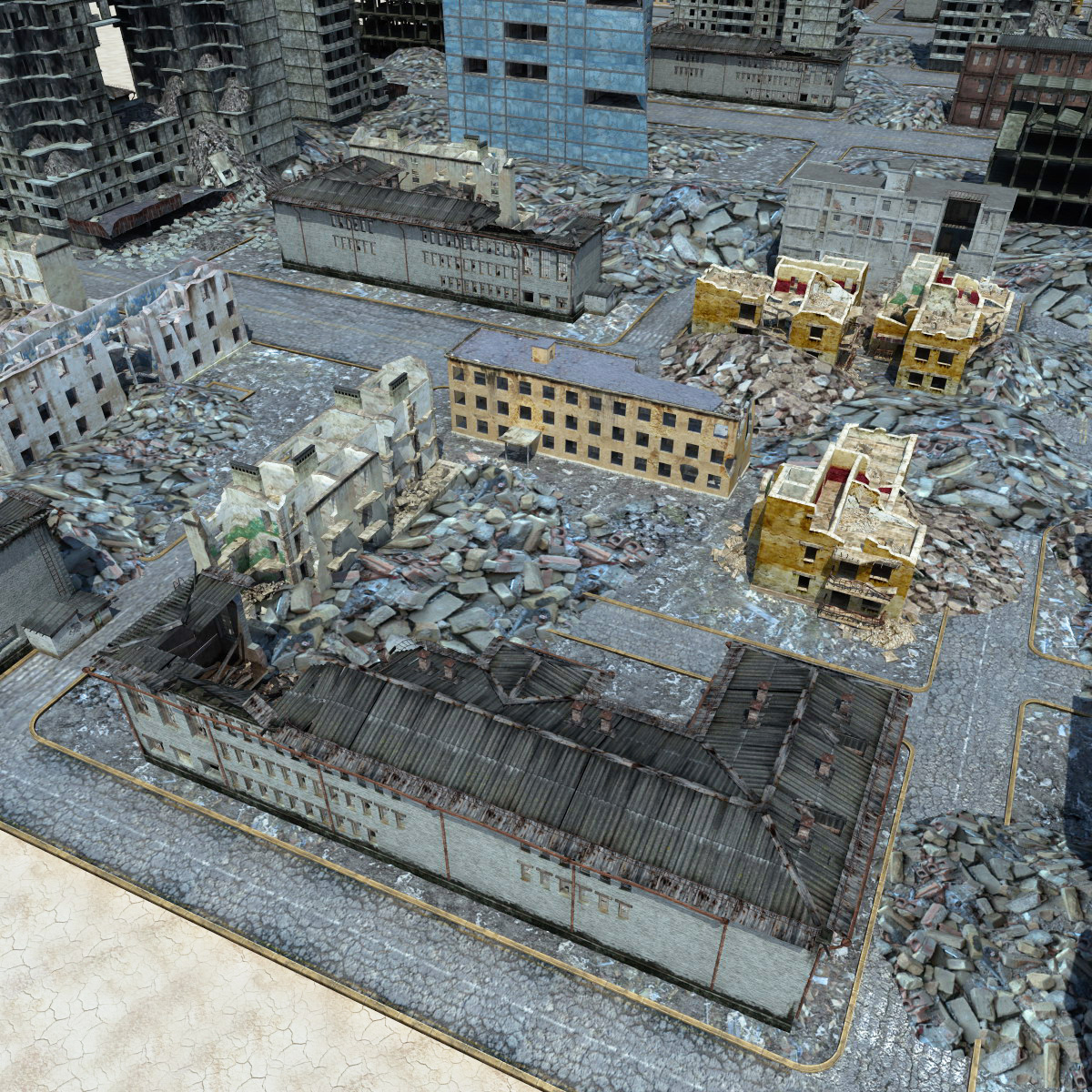 destroyed town 3d model