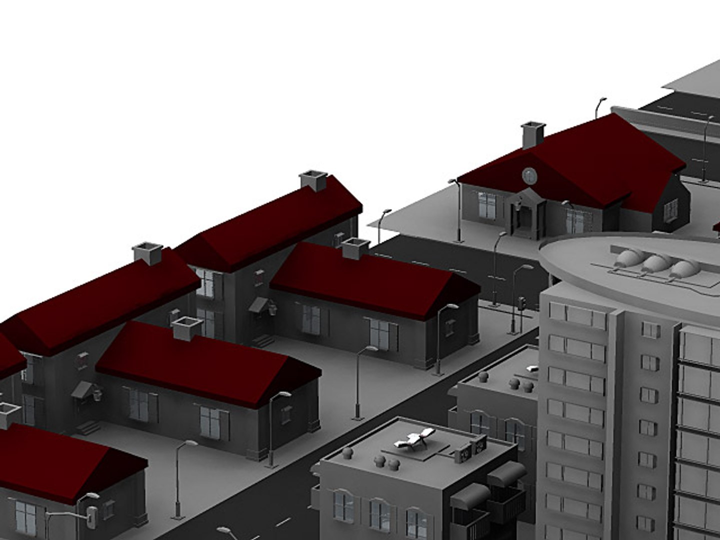 3d obj buildings houses street