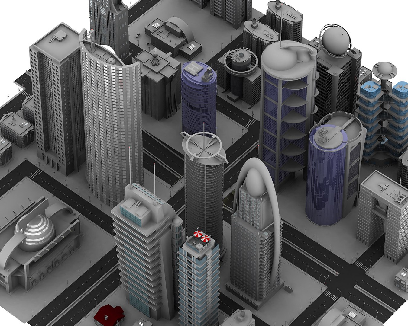 3d obj buildings houses street