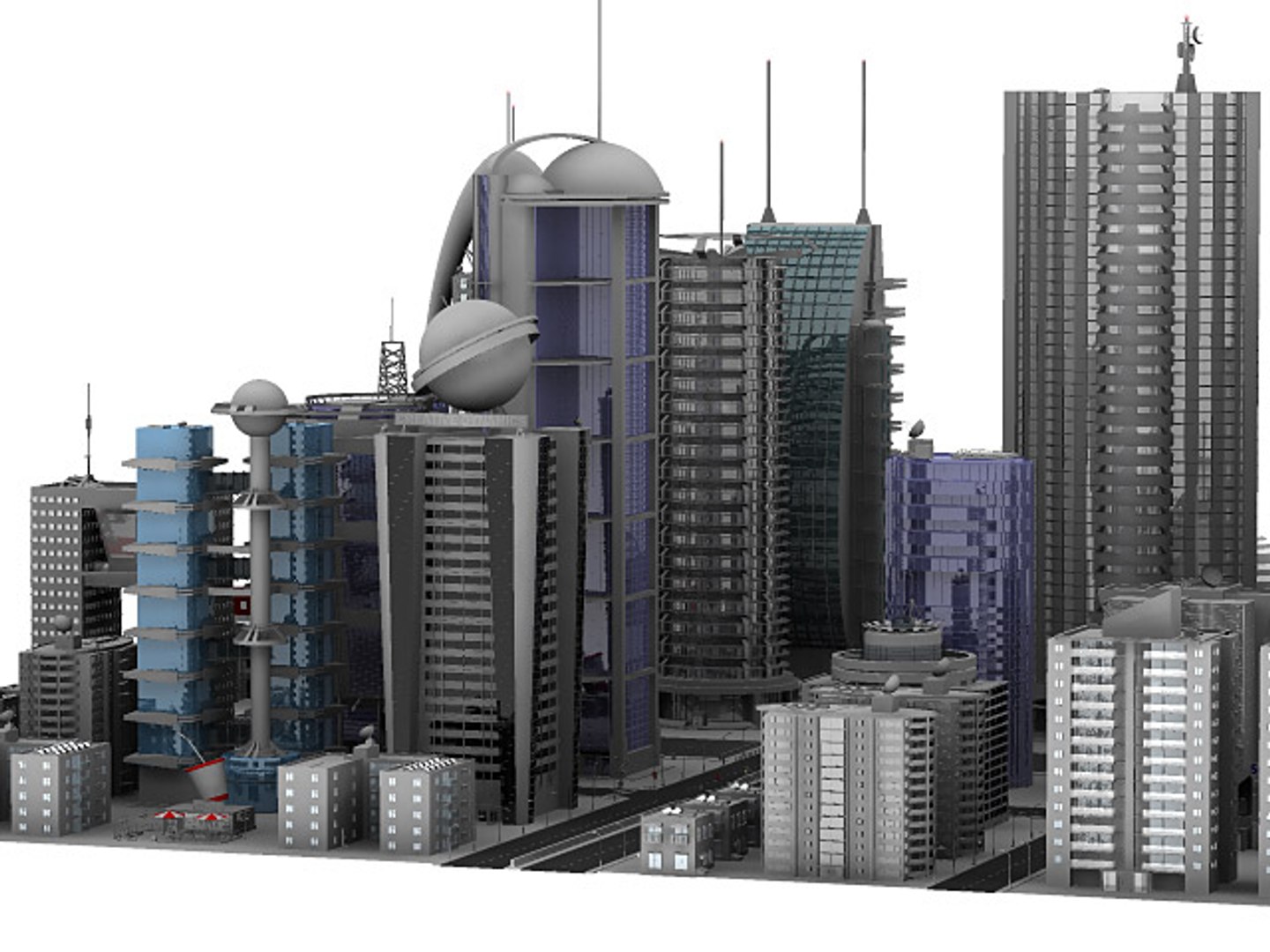 3d obj buildings houses street