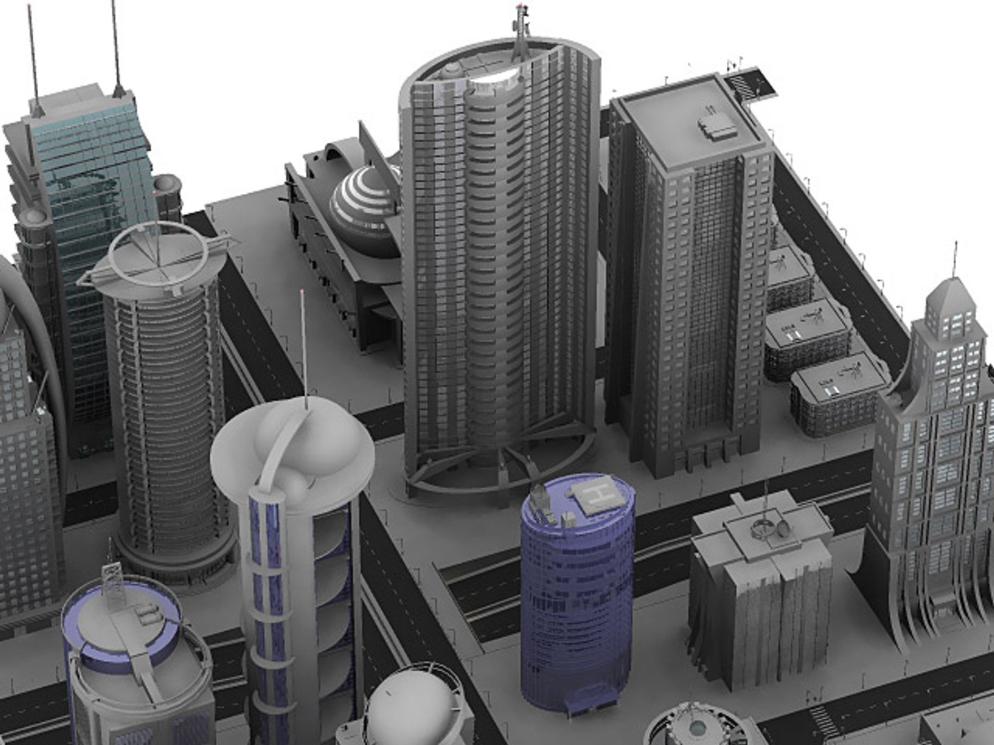 3d obj buildings houses street