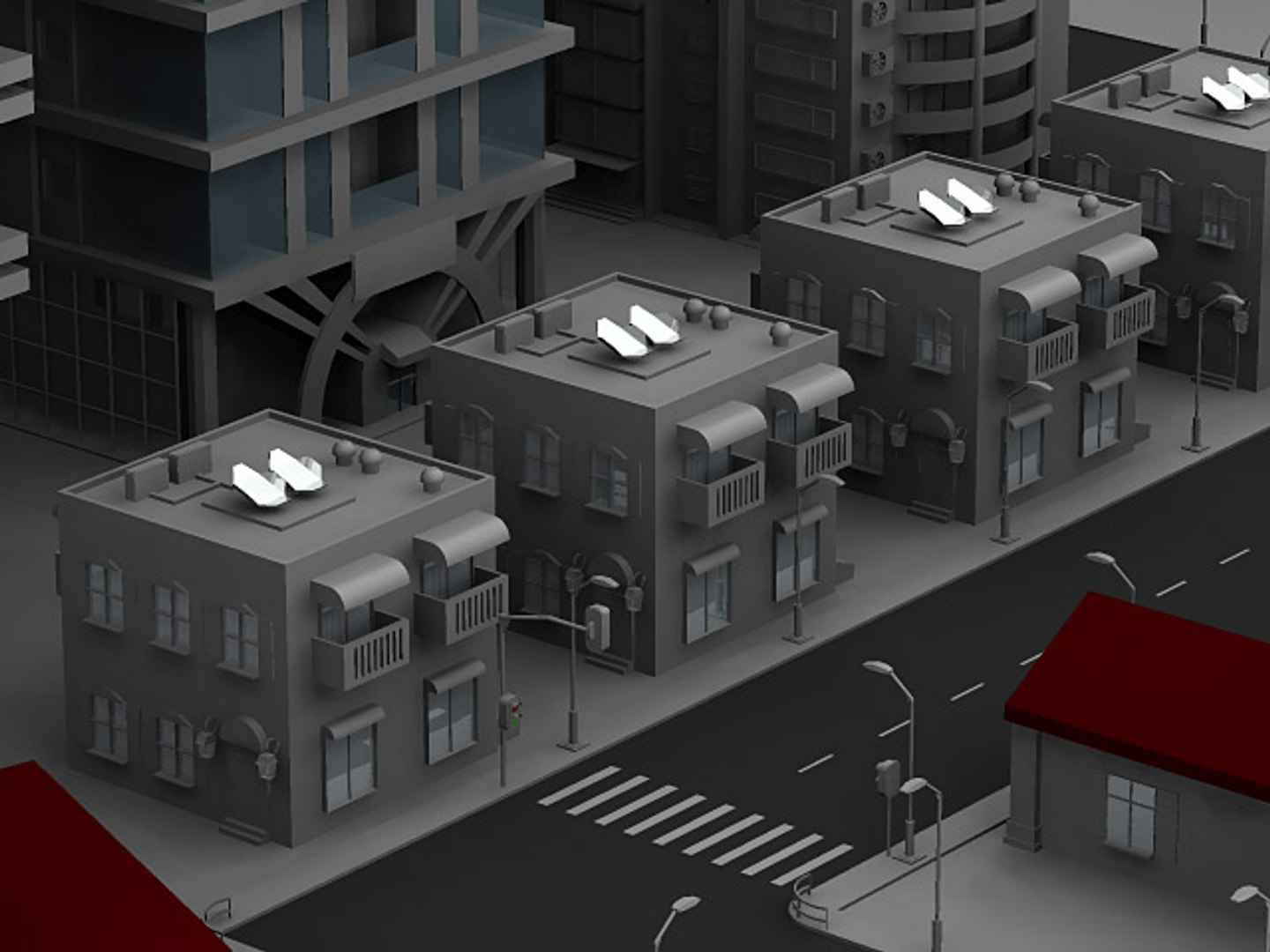 3d obj buildings houses street
