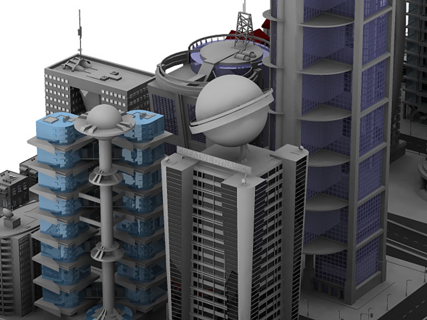 3d obj buildings houses street