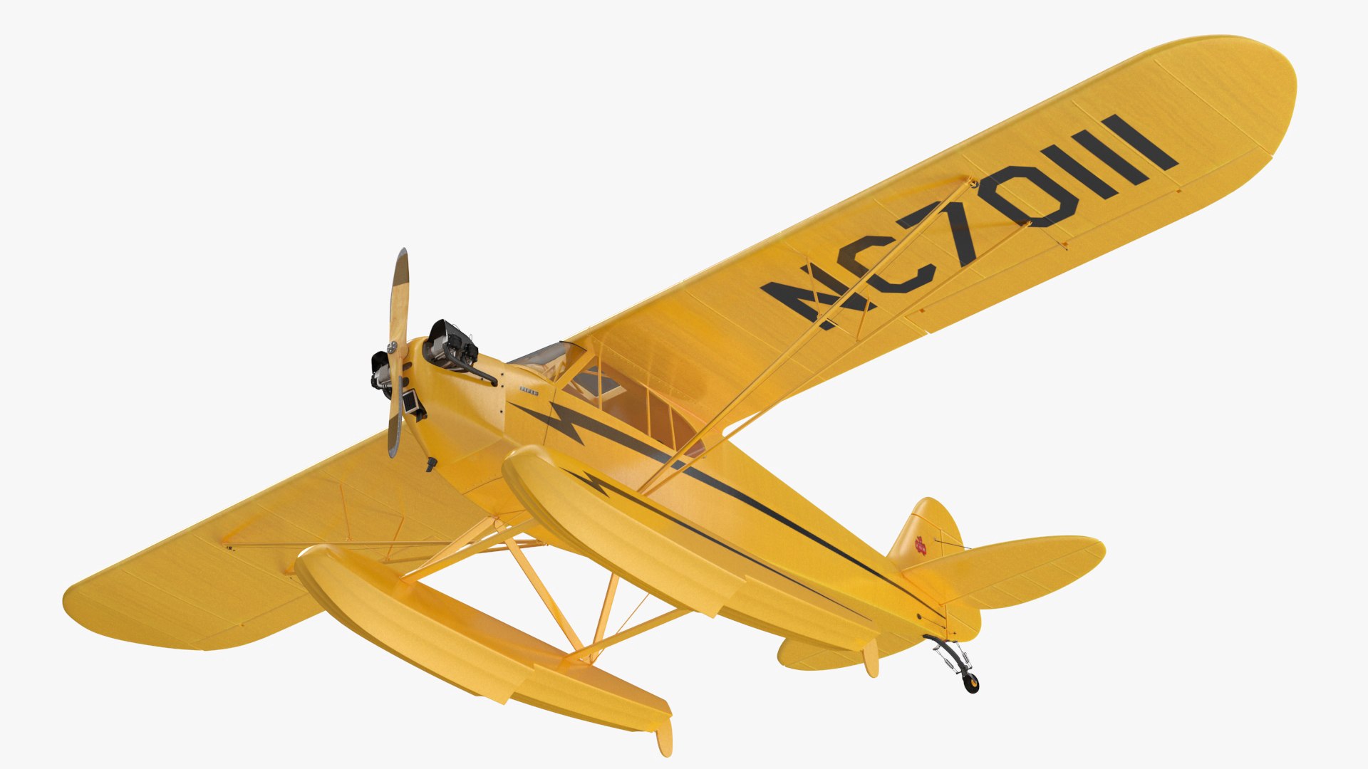 3D Classic Monoplane Aircraft Piper J-3 With Floats - TurboSquid 2230221