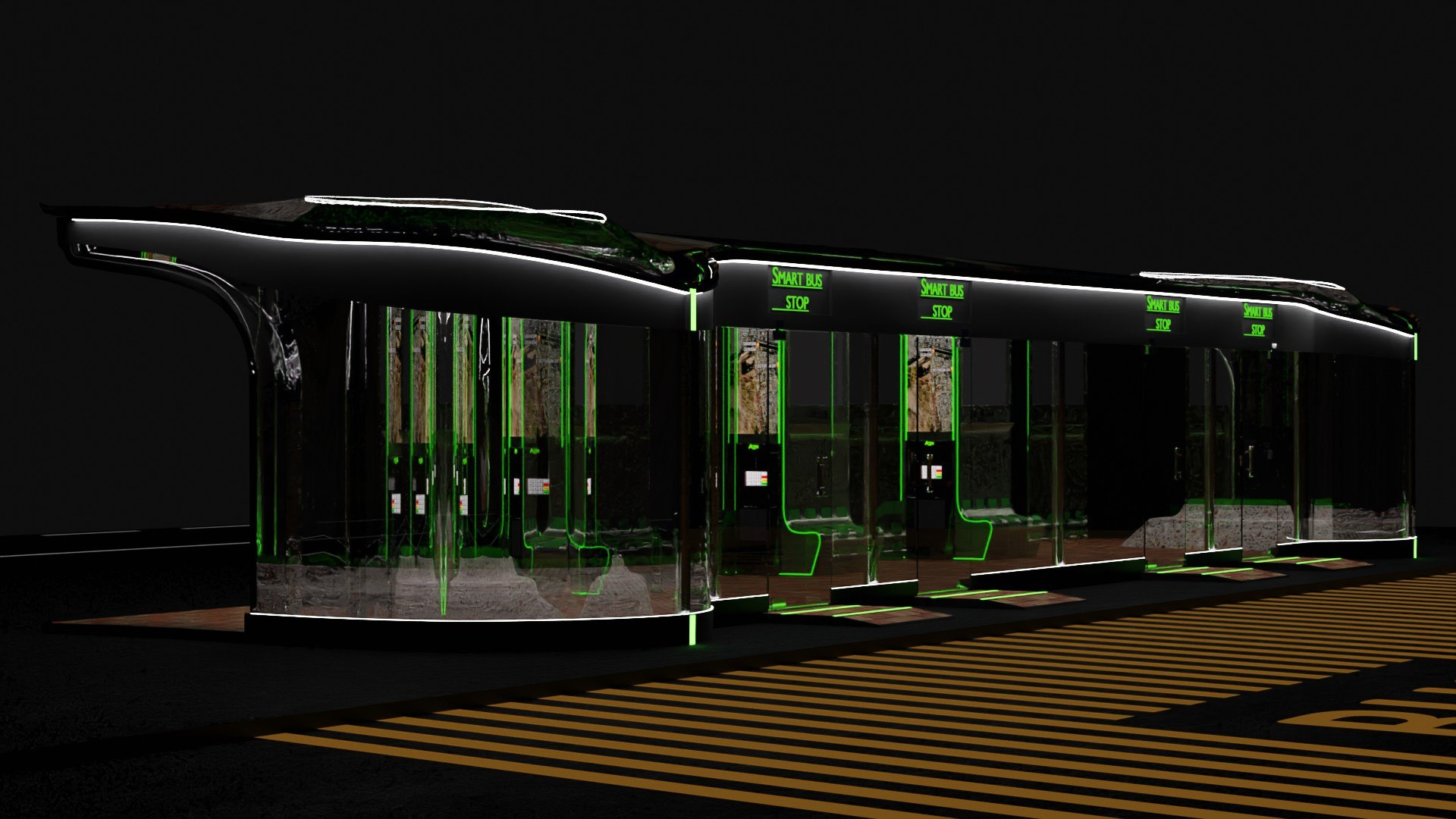Street Bus Stop 3D - TurboSquid 1844308