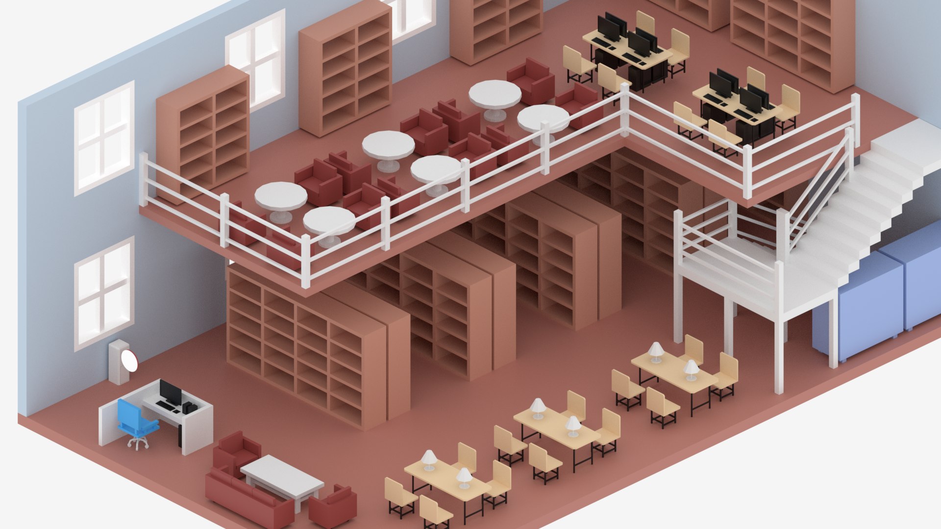 3D Cartoon Library Interior Model - TurboSquid 1816488