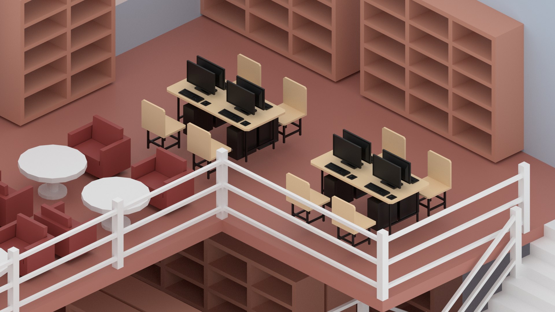 3D Cartoon Library Interior Model - TurboSquid 1816488