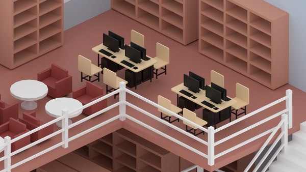 3D Cartoon Library Interior model - TurboSquid 1816488