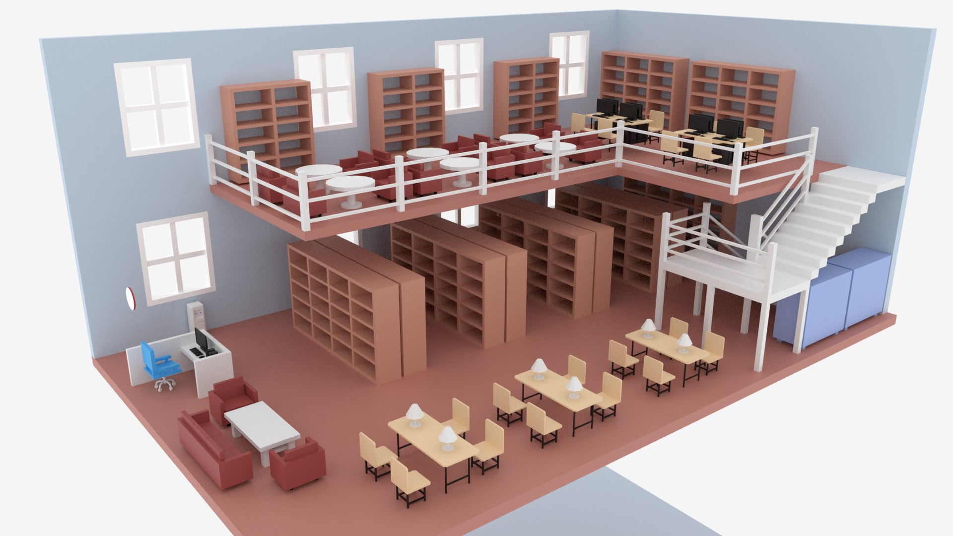 3D Cartoon Library Interior Model - TurboSquid 1816488