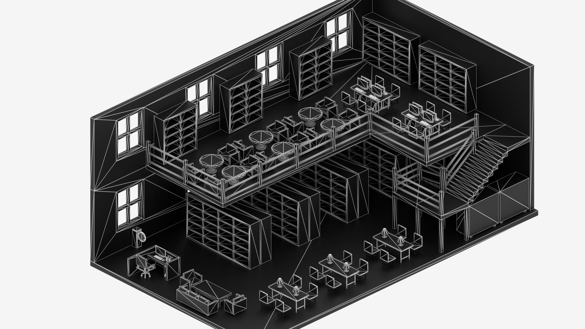 3D Cartoon Library Interior Model - TurboSquid 1816488