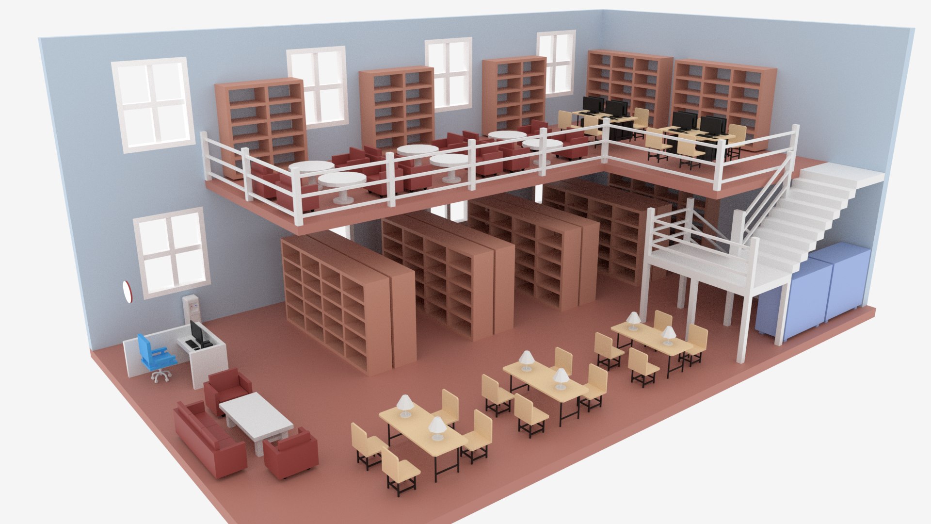 3D Cartoon Library Interior Model - TurboSquid 1816488