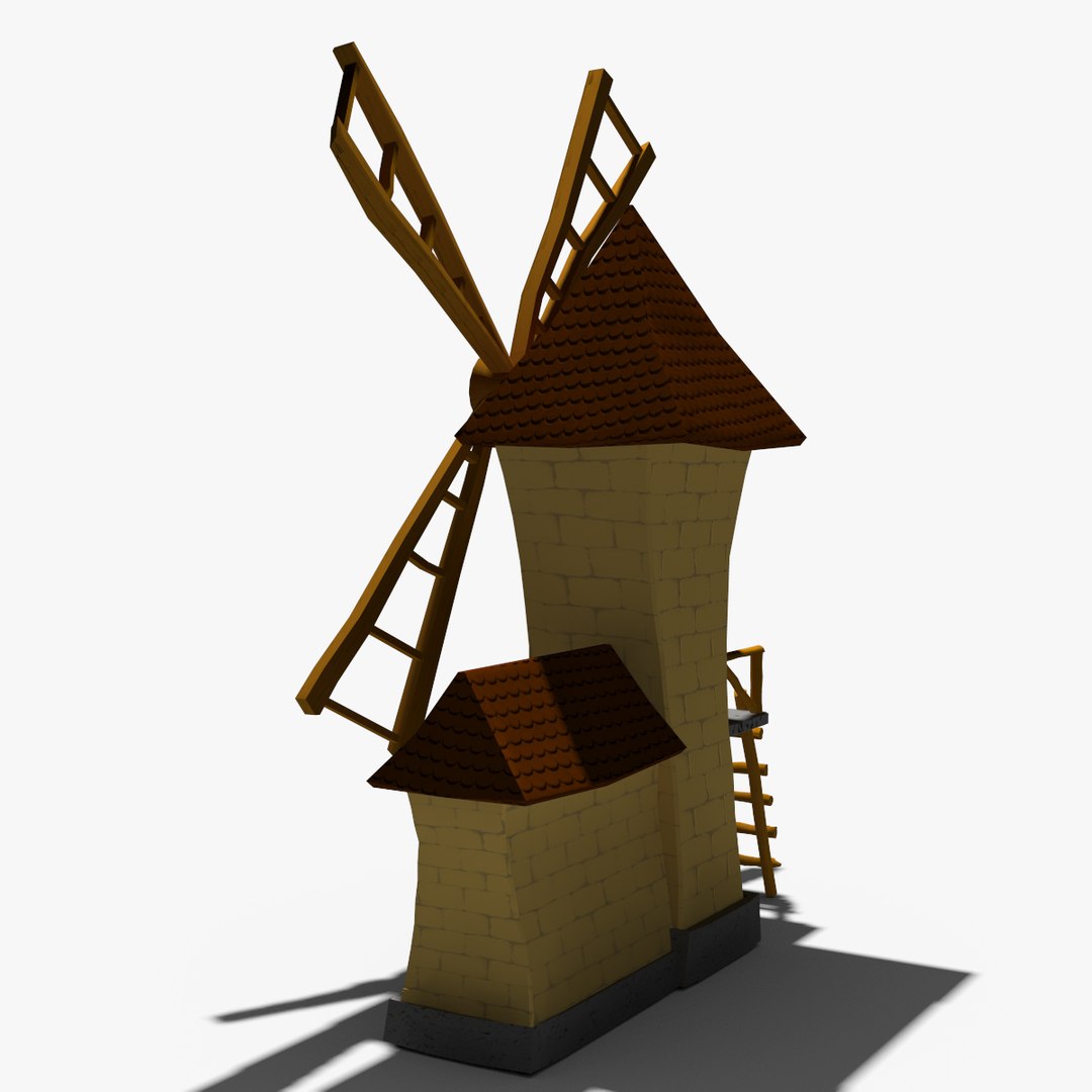 3d Model Of Cartoon Windmill