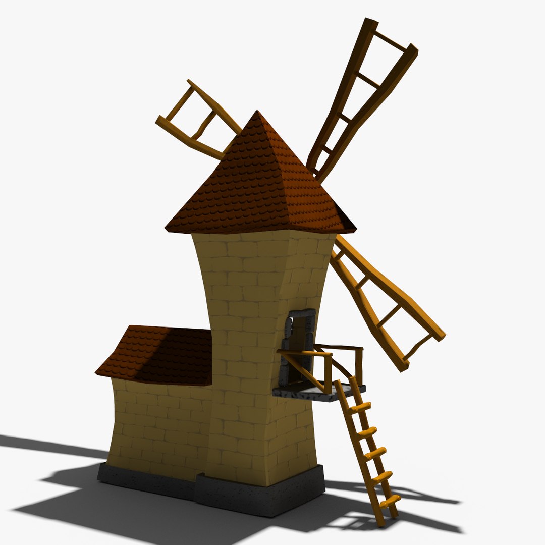 3d Model Of Cartoon Windmill