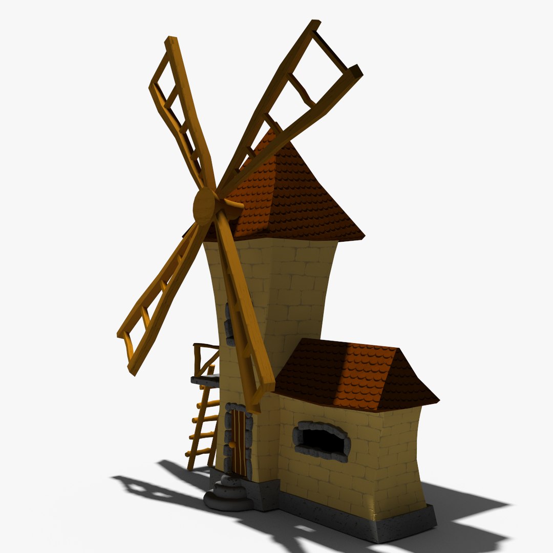 3d Model Of Cartoon Windmill