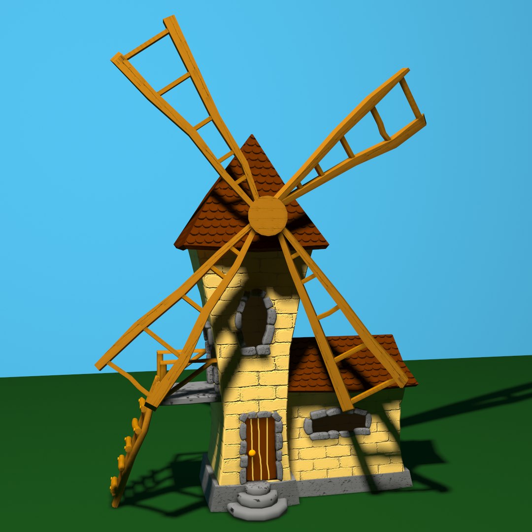 3d Model Of Cartoon Windmill