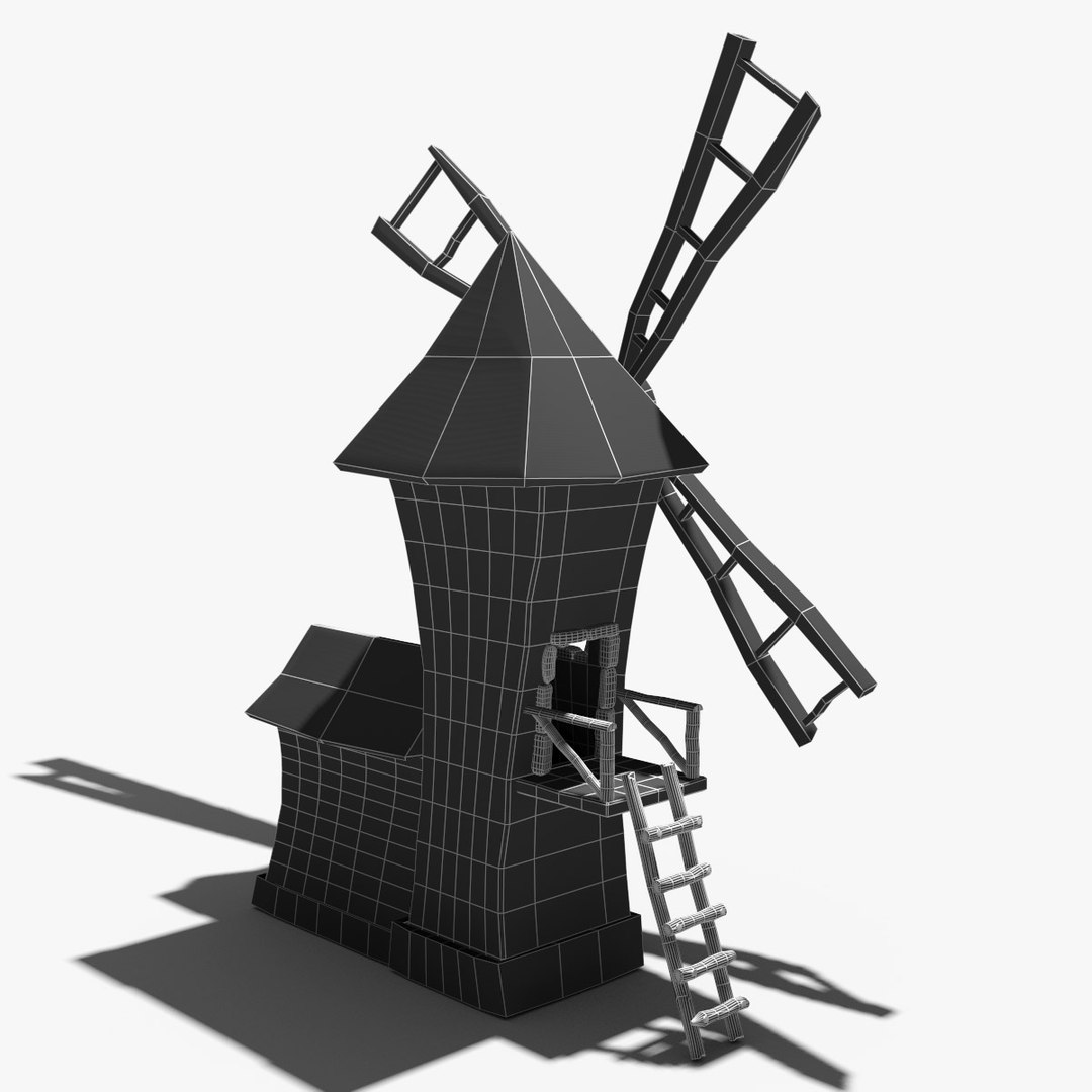3d Model Of Cartoon Windmill