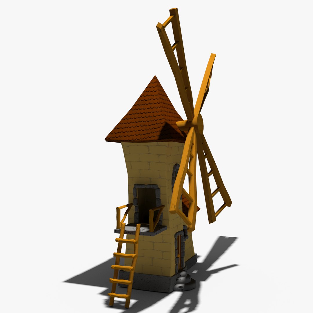 3d Model Of Cartoon Windmill