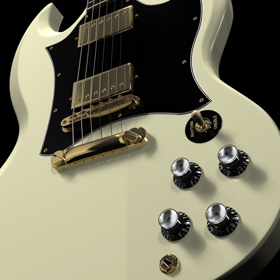 Gibson Sg Ivory Guitar 3d Max